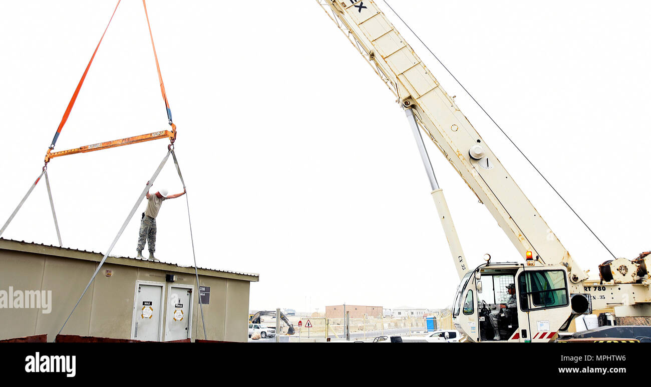 U.S. Air Force Airmen with the 379th Expeditionary Civil Engineer ...