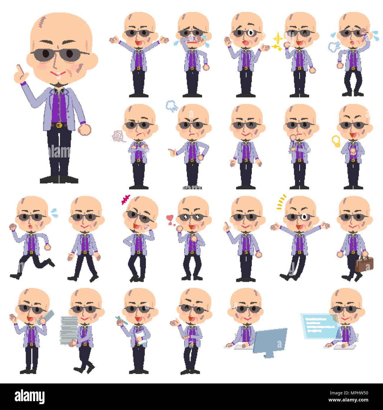 Set of various poses of Japanese mafia yakuza men 1 Stock Vector Image ...