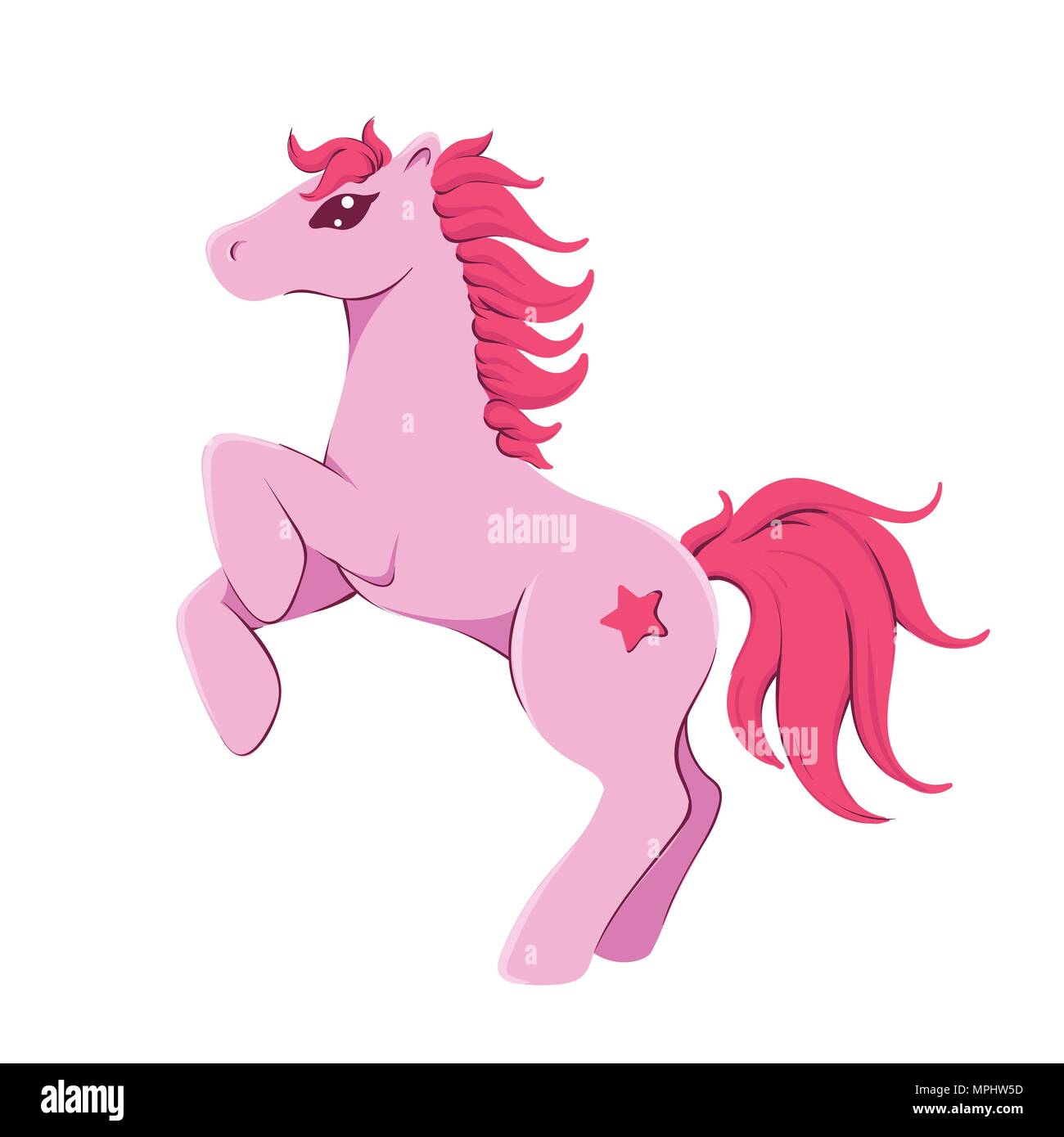 Vector illustration of a magic pony - pink horse with a star symbol ...