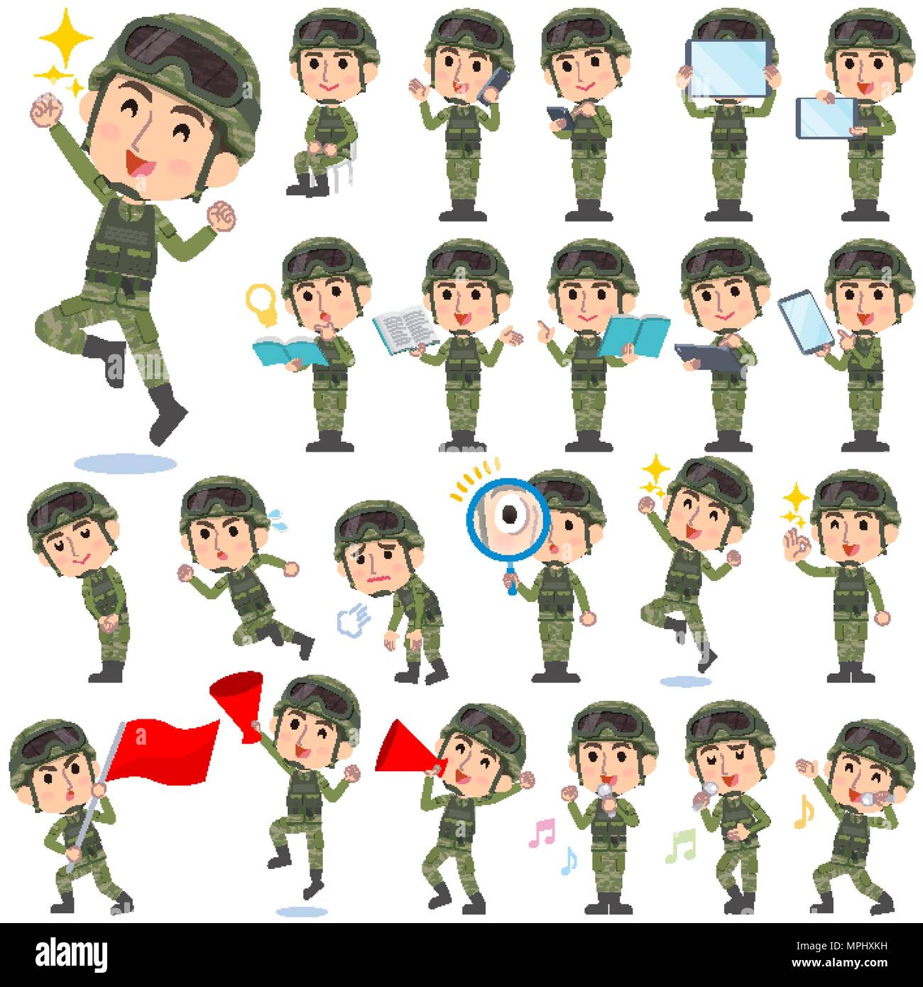 Set of various poses of military wear man 2 Stock Vector Image & Art ...