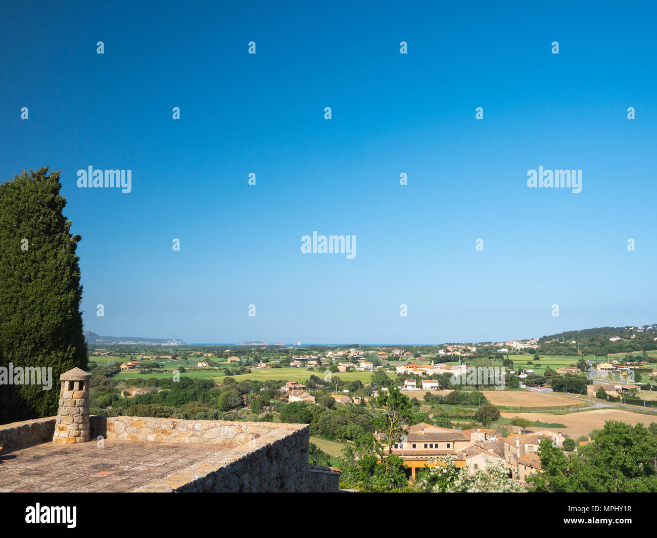 Mediterranean sea seen from the village of Pals, Spain Stock Photo - Alamy