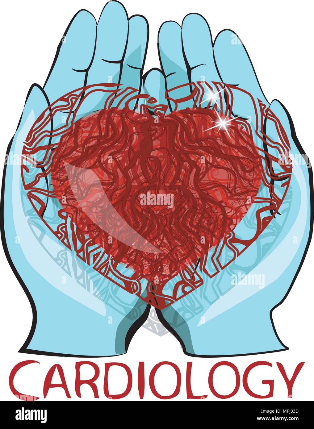 illustration of cardiology logo, heart in hand, the emblem Stock Vector ...
