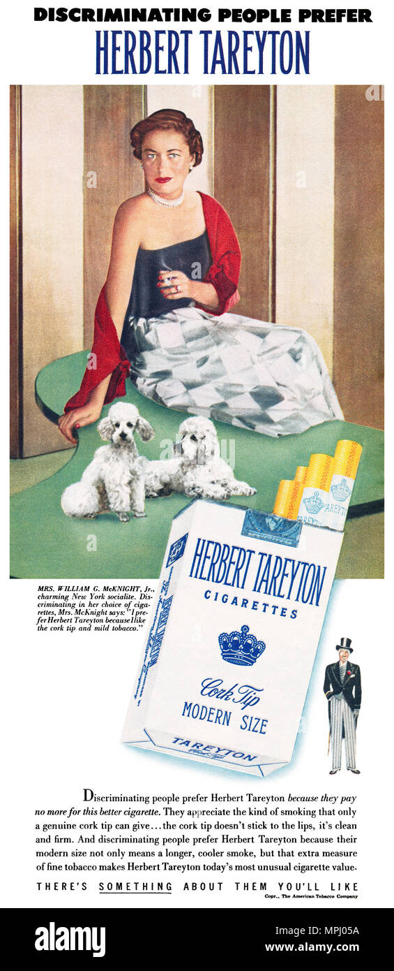 1950 U.S. advertisement for Herbert Tareyton cigarettes Stock Photo - Alamy 1950 U.S. advertisement for Herbert Tareyton cigarettes Stock Photo - Alamy