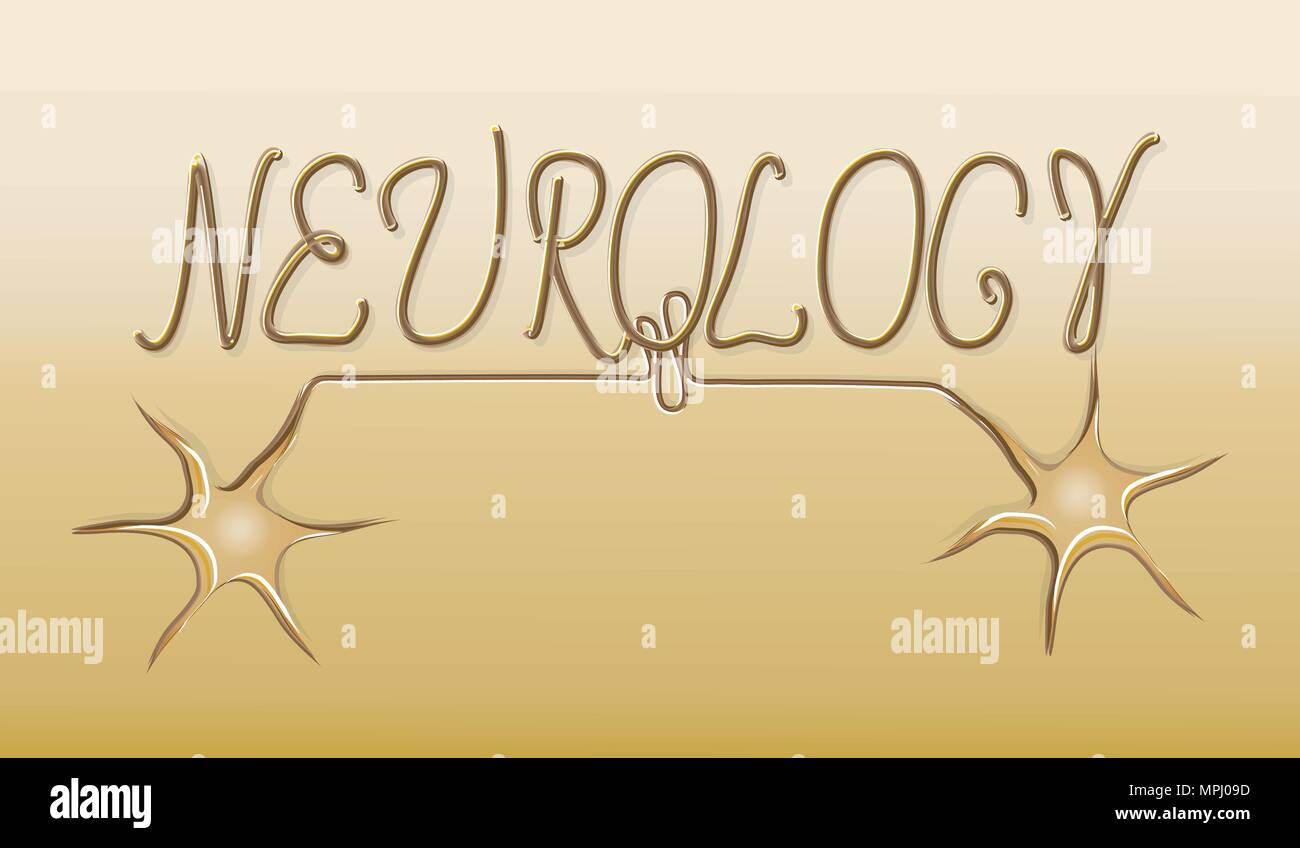 illustration of neurons, neuroscience logo, golden effect Stock Vector ...