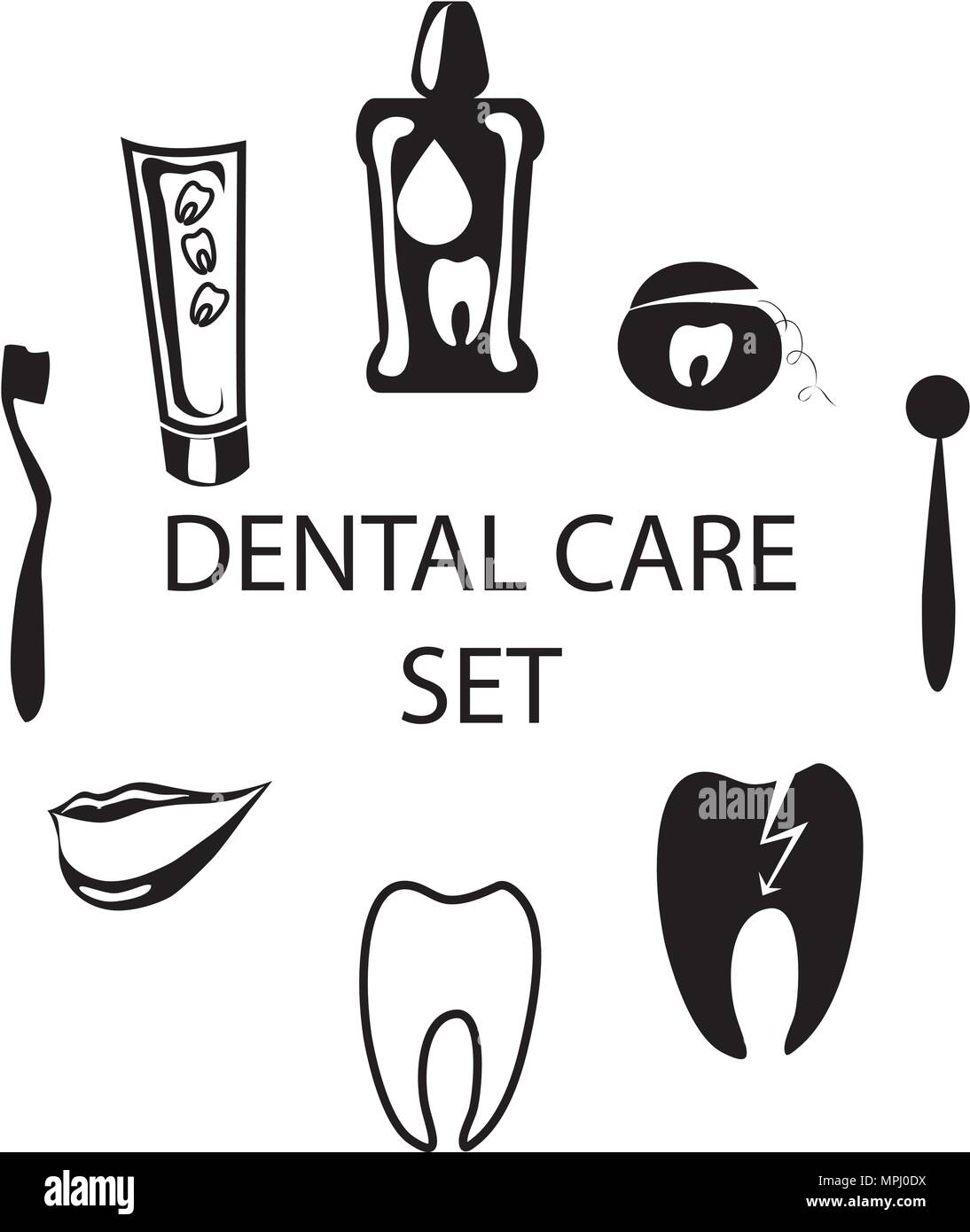 ILLUSTRATION OF THE MOUTHWASH, dental floss, HEALTHY TOOTH, SMILE ...
