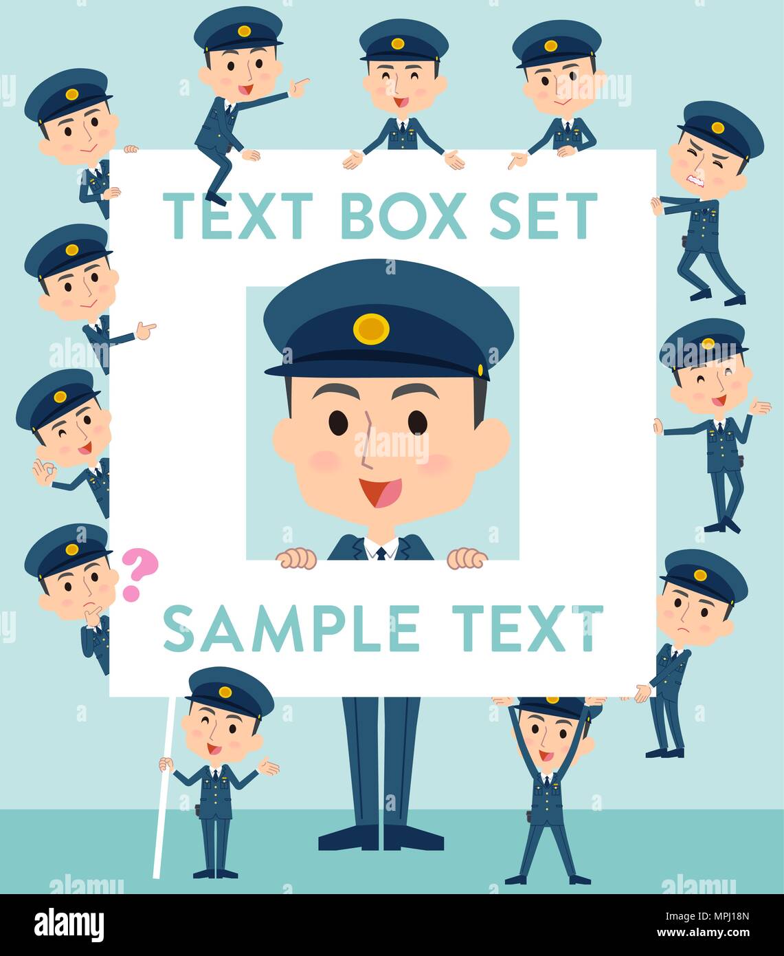 Set of various poses of police man text box Stock Vector Image & Art ...