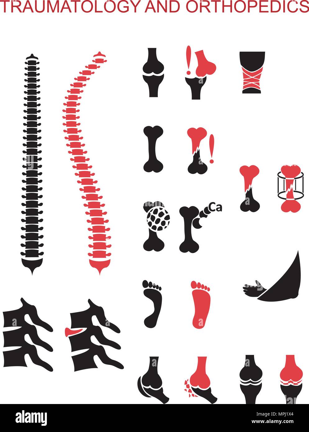 Clipart. Illustrations of the traumatology and orthopedics icons ...