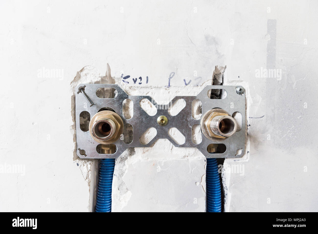 Water pipes made of polypropylene PEX in the wall, plumbing in the ...