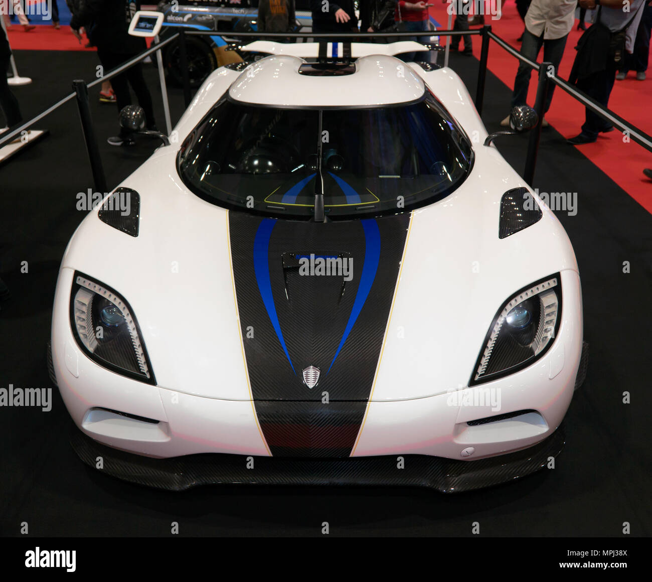 Front view of a Koenigsegg, Agera, on the Drivetribe stand, of the 2018 ...