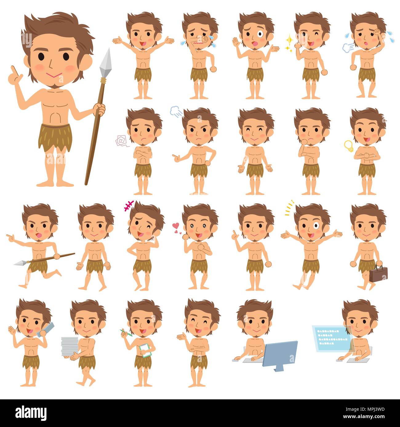 Set of various poses of Primitive man Stock Vector Image & Art - Alamy
