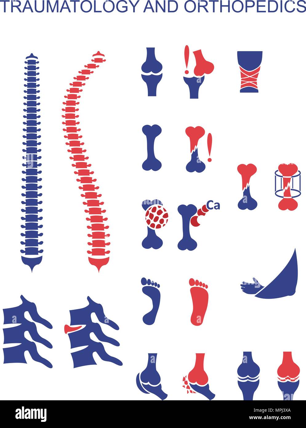 Clipart. Illustrations of the traumatology and orthopedics icons ...