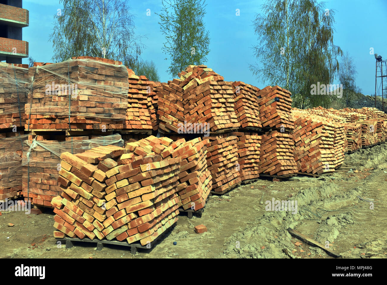 Construction material warehouse stack bricks hi-res stock photography ...