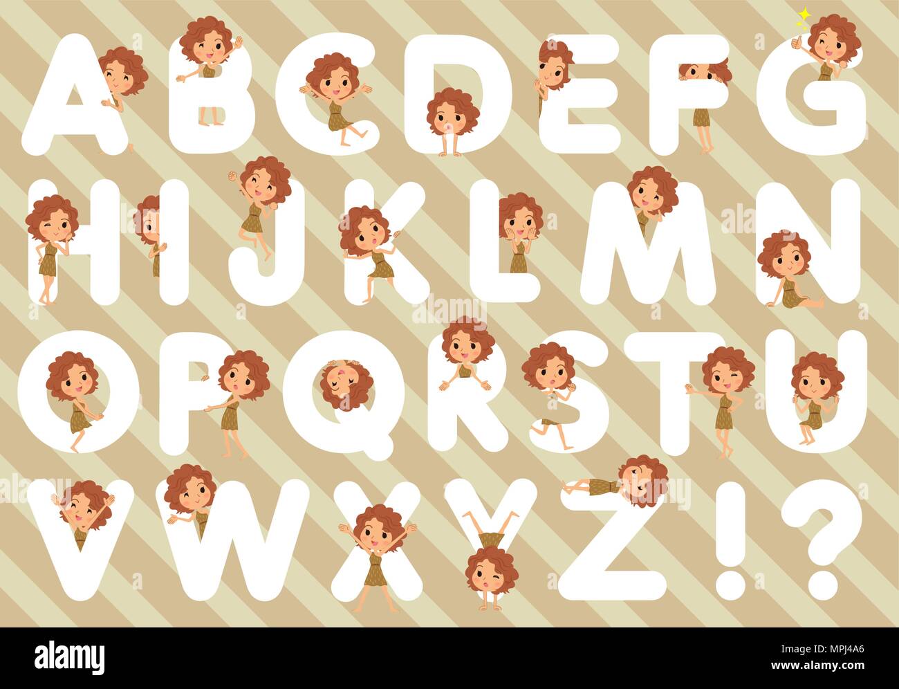 Set of various poses of Primitive women A to Z Stock Vector Image & Art ...