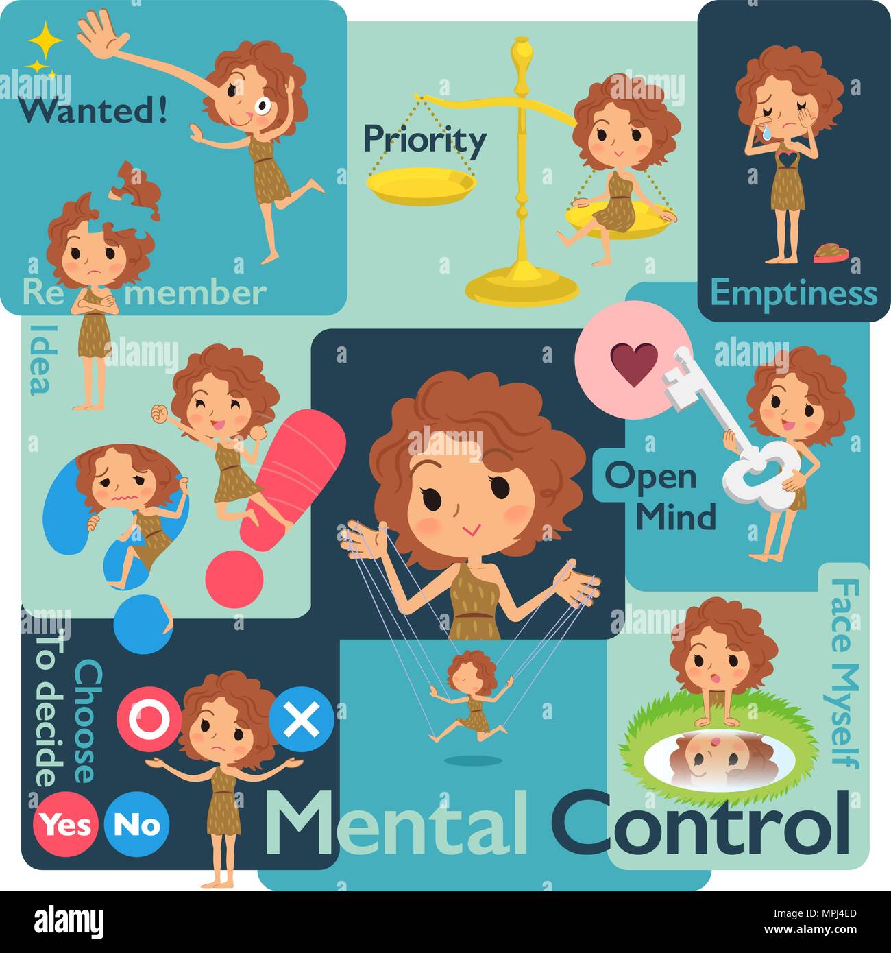 Set of various poses of Primitive women Mental & volition Stock Vector ...