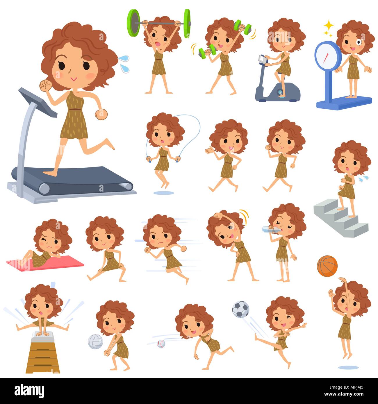 Set of various poses of Primitive women Sports & exercise Stock Vector ...