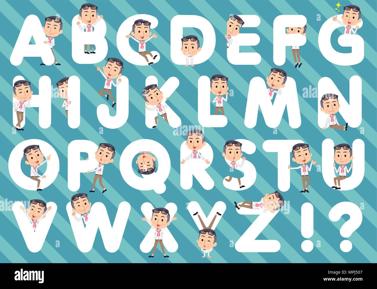 Set of various poses of producer middle men A to Z Stock Vector Image ...