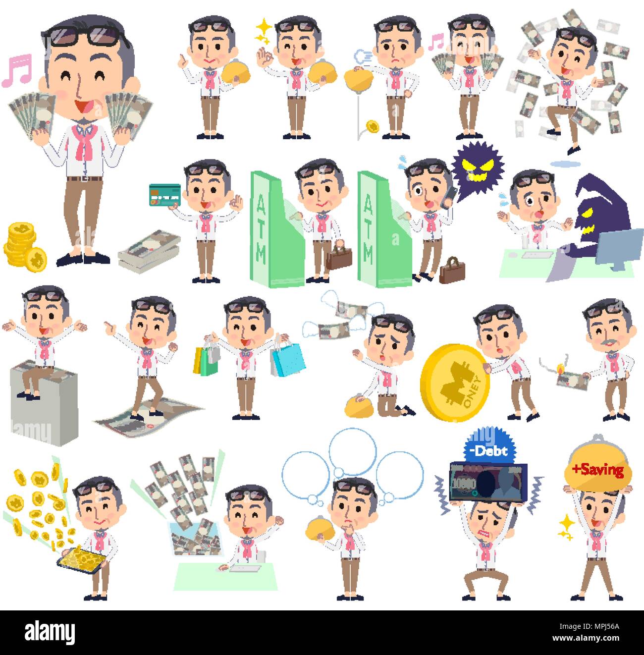 Set of various poses of producer middle men money Stock Vector Image ...