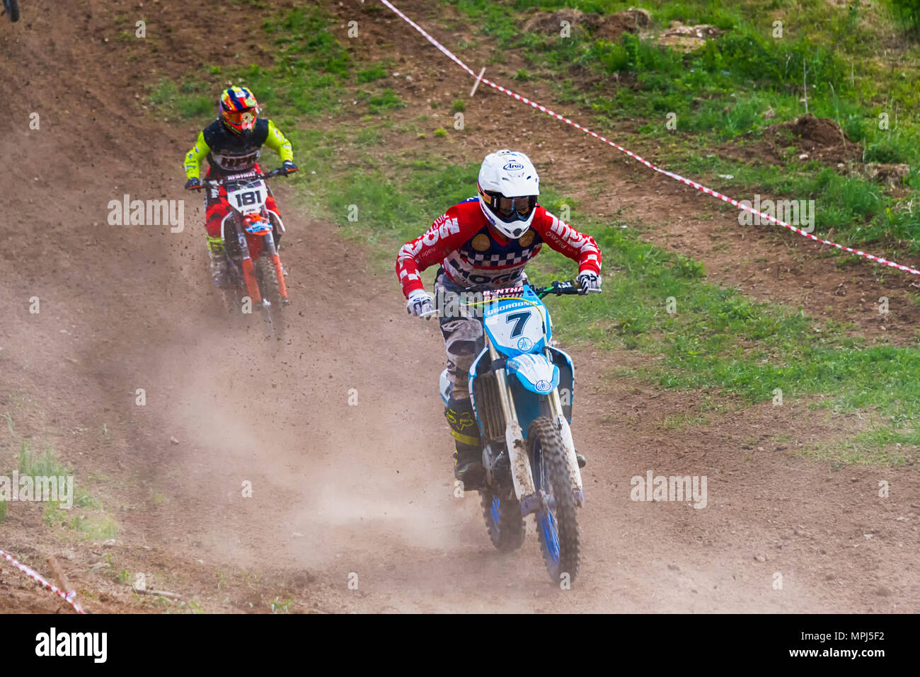Lviv, Ukraine - May 20 2018: Open Cup of Lviv on the motocross track ...