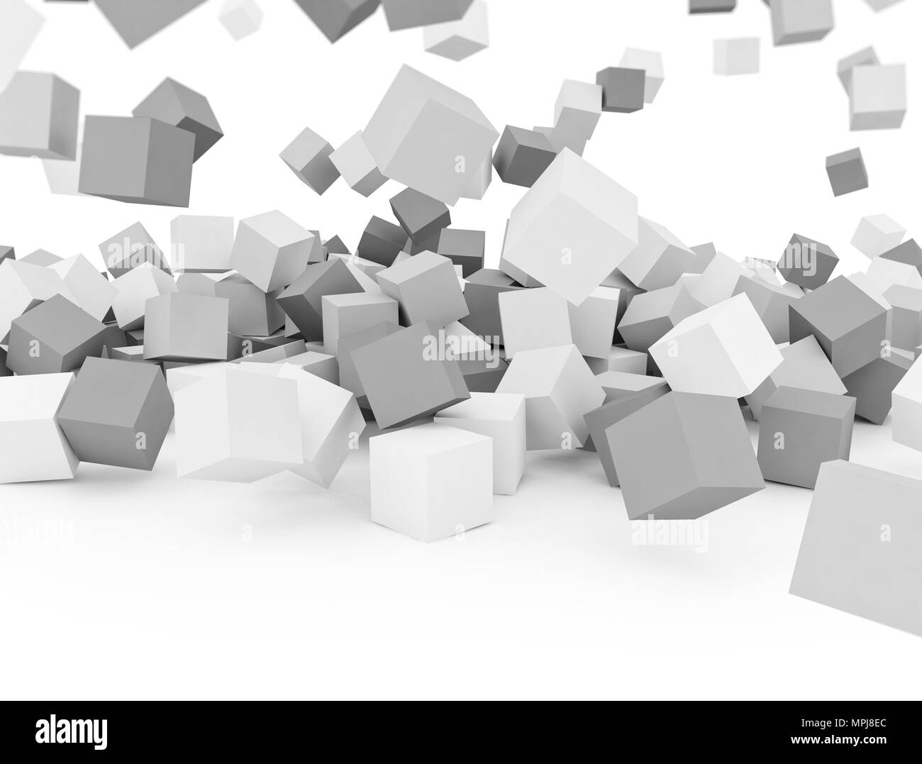 Falling boxes on white background Stock Photo - Alamy