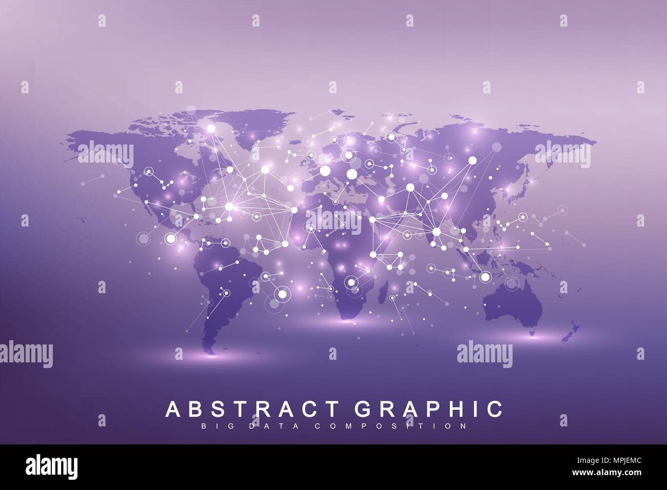 World map point with global technology networking concept. Digital data visualization. Lines ...