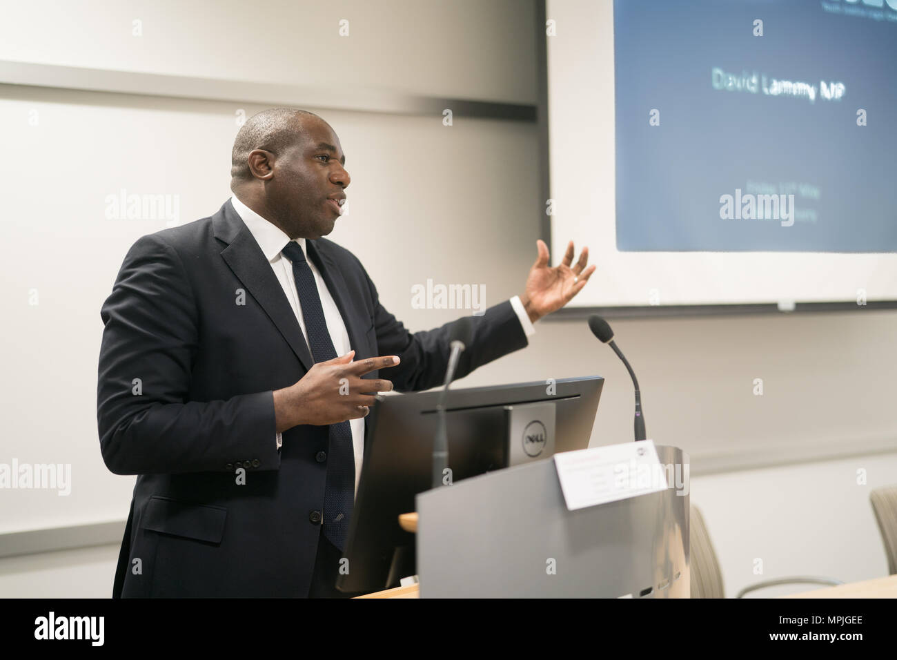 David Lammy, Labour Member of Parliament (MP) for Tottenham, speaking ...