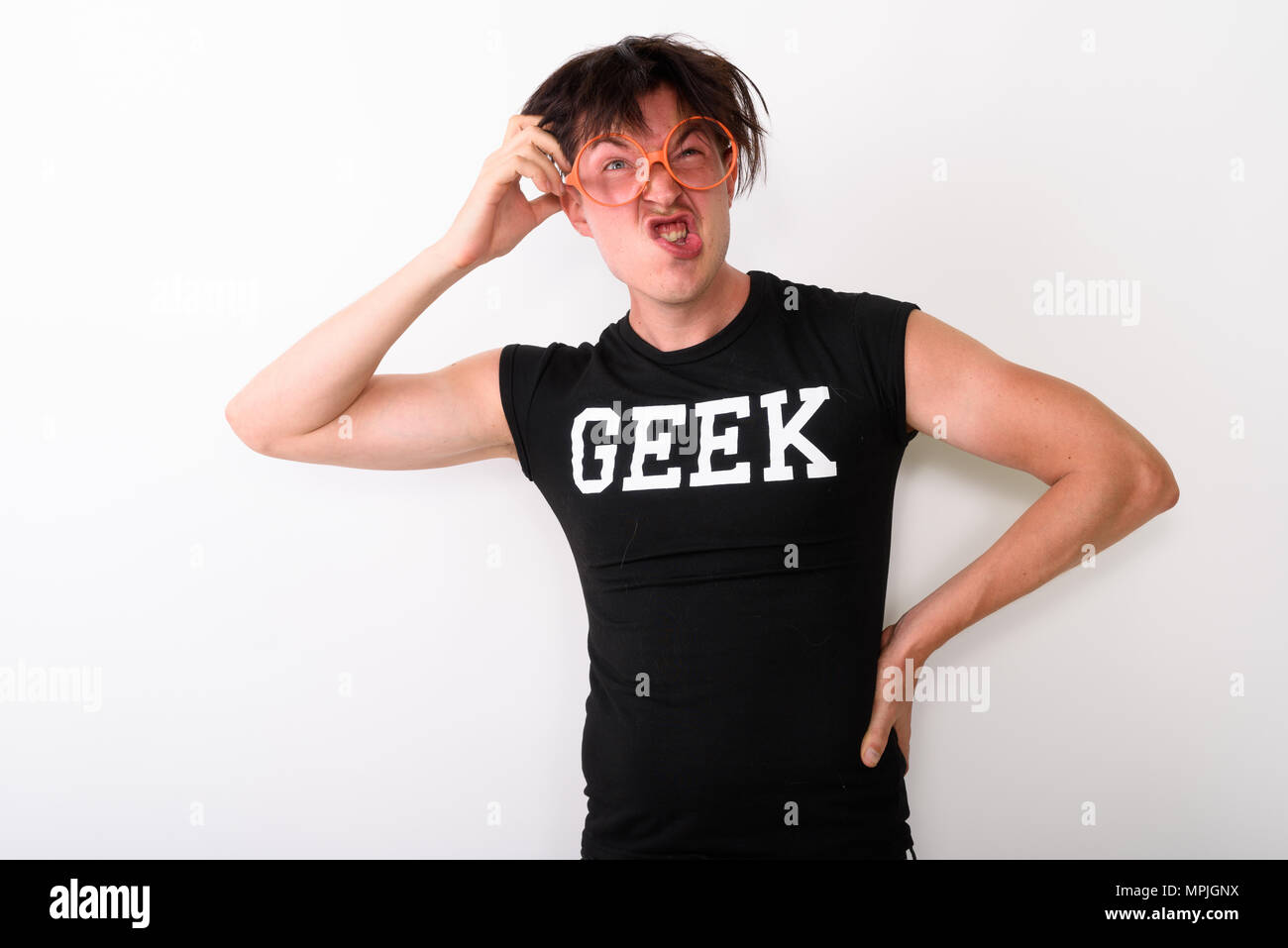 Nerd looking hi-res stock photography and images - Alamy