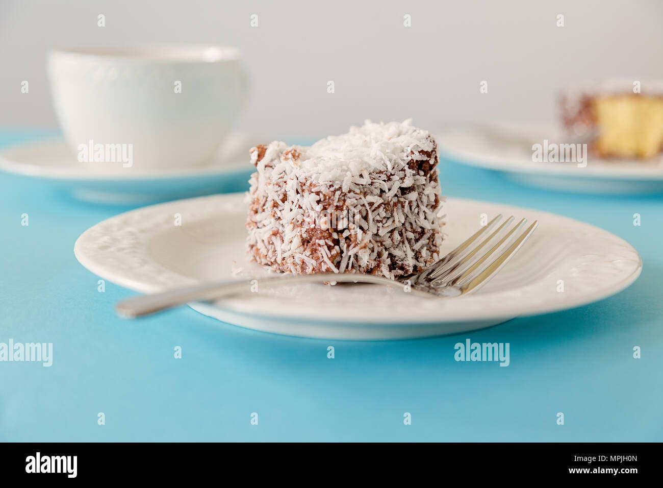 Australian lamington cake, a sponge cake with a coating of chocolate ...