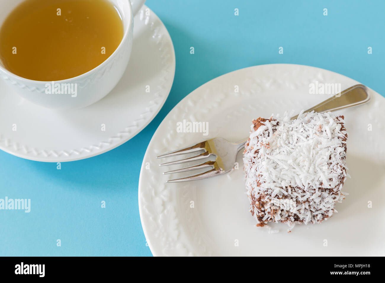 Australian lamington cake, a sponge cake with a coating of chocolate ...
