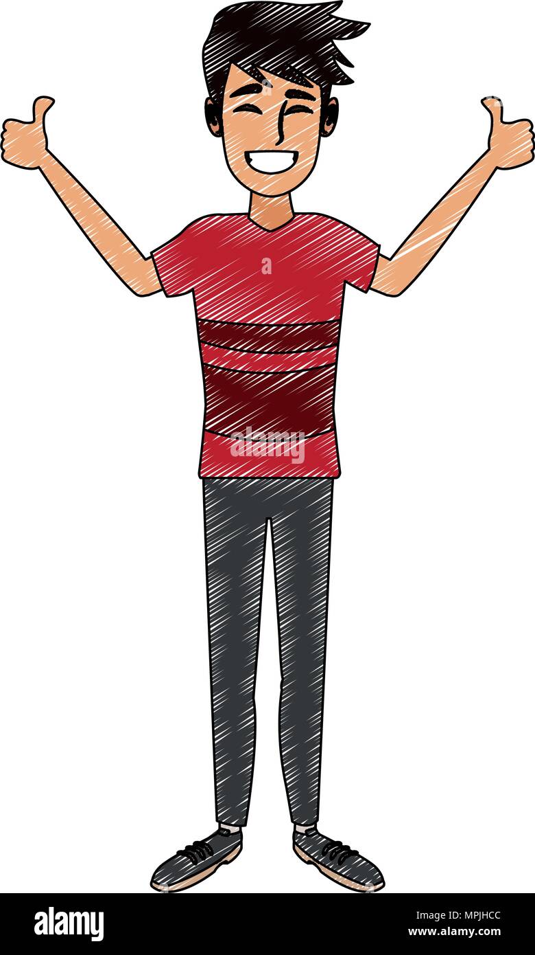 Happy young man cartoon scribble Stock Vector Image & Art - Alamy