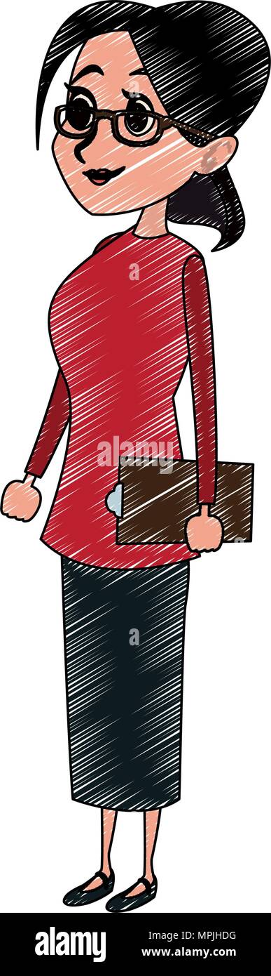 Secretary woman cartoon scribble Stock Vector Image & Art - Alamy