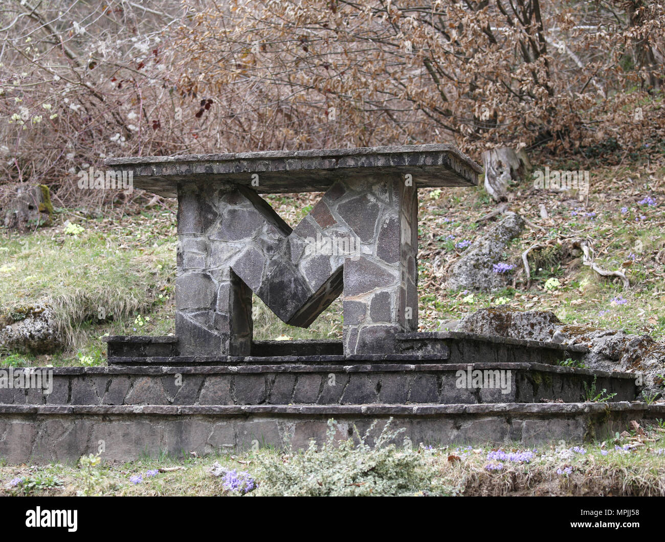 big religious altar with M letter outdoor Stock Photo - Alamy