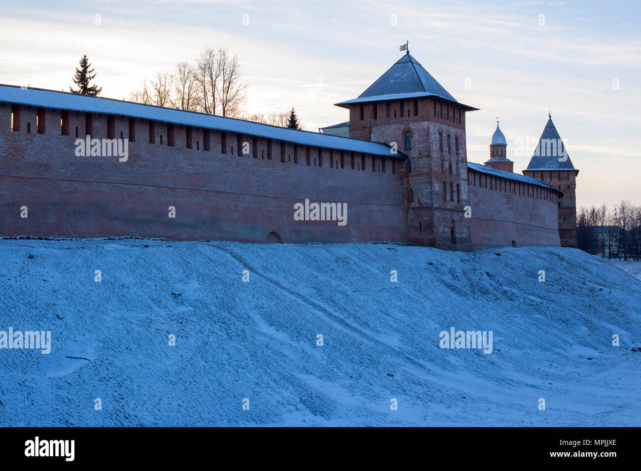 Wall of Kremlin in Veliky Novgorod Stock Photo - Alamy