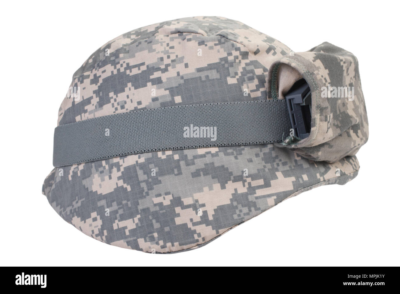 kevlar helmet with a camouflage cover and protective goggles isolated ...