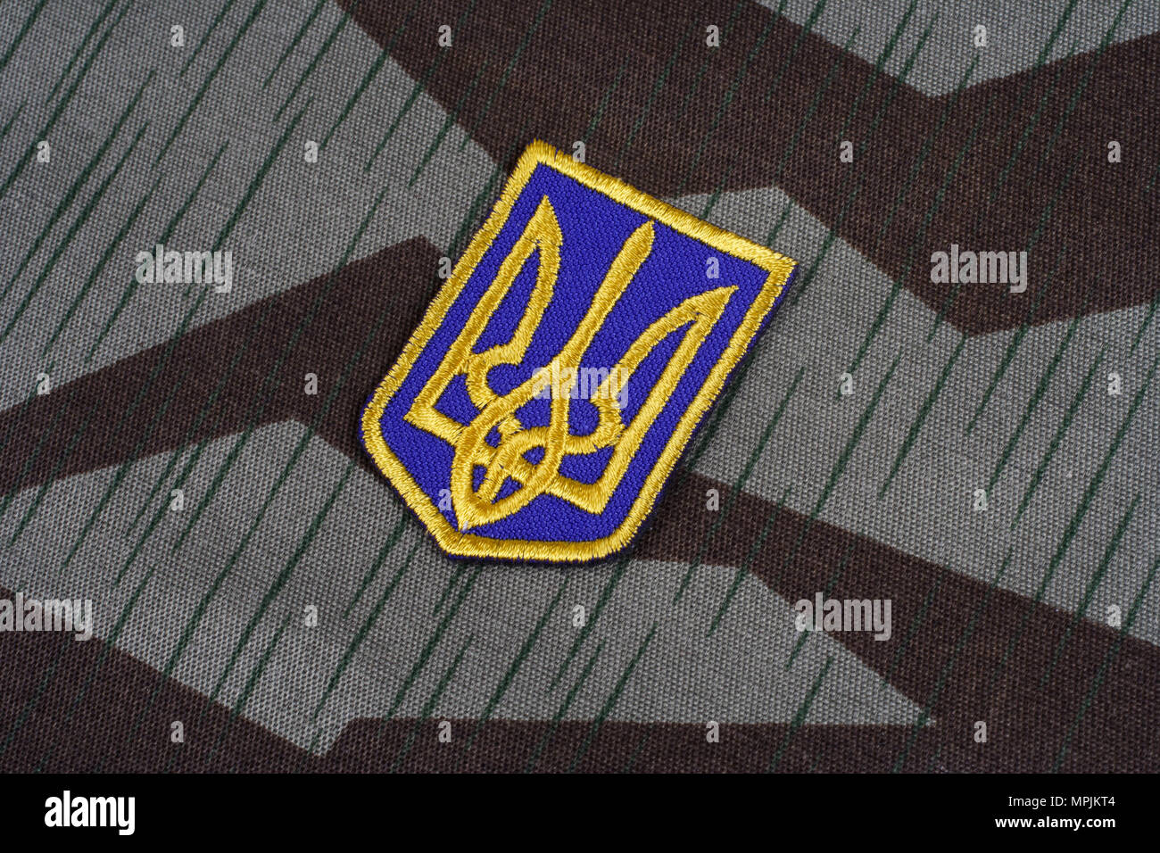 KIEV, UKRAINE - July, 16, 2015. Ukraine Army uniform badge - trident ...