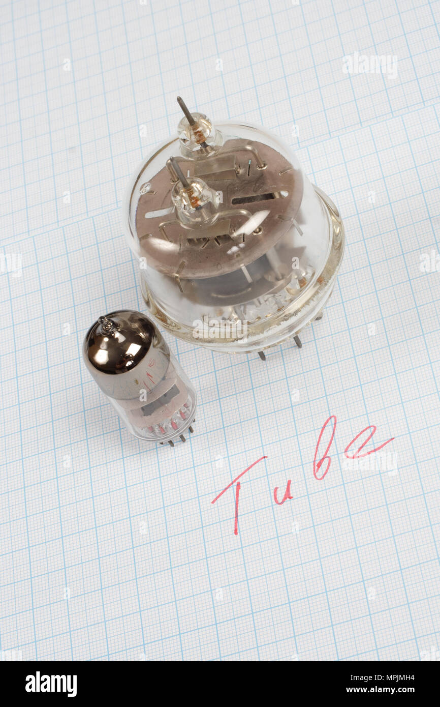 old vacuum tube (electron tube) on graph paper background Stock Photo ...