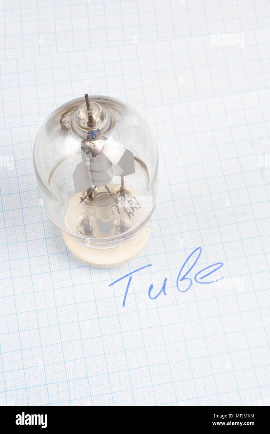 old vacuum tube (electron tube) on graph paper background Stock Photo ...
