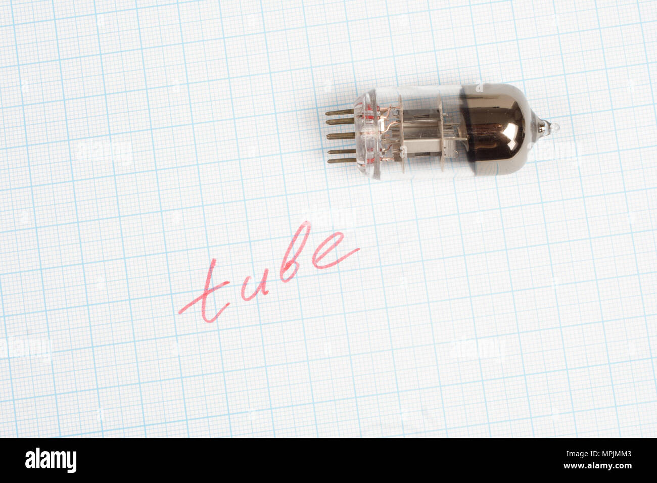 old vacuum tube (electron tube) on graph paper background Stock Photo ...