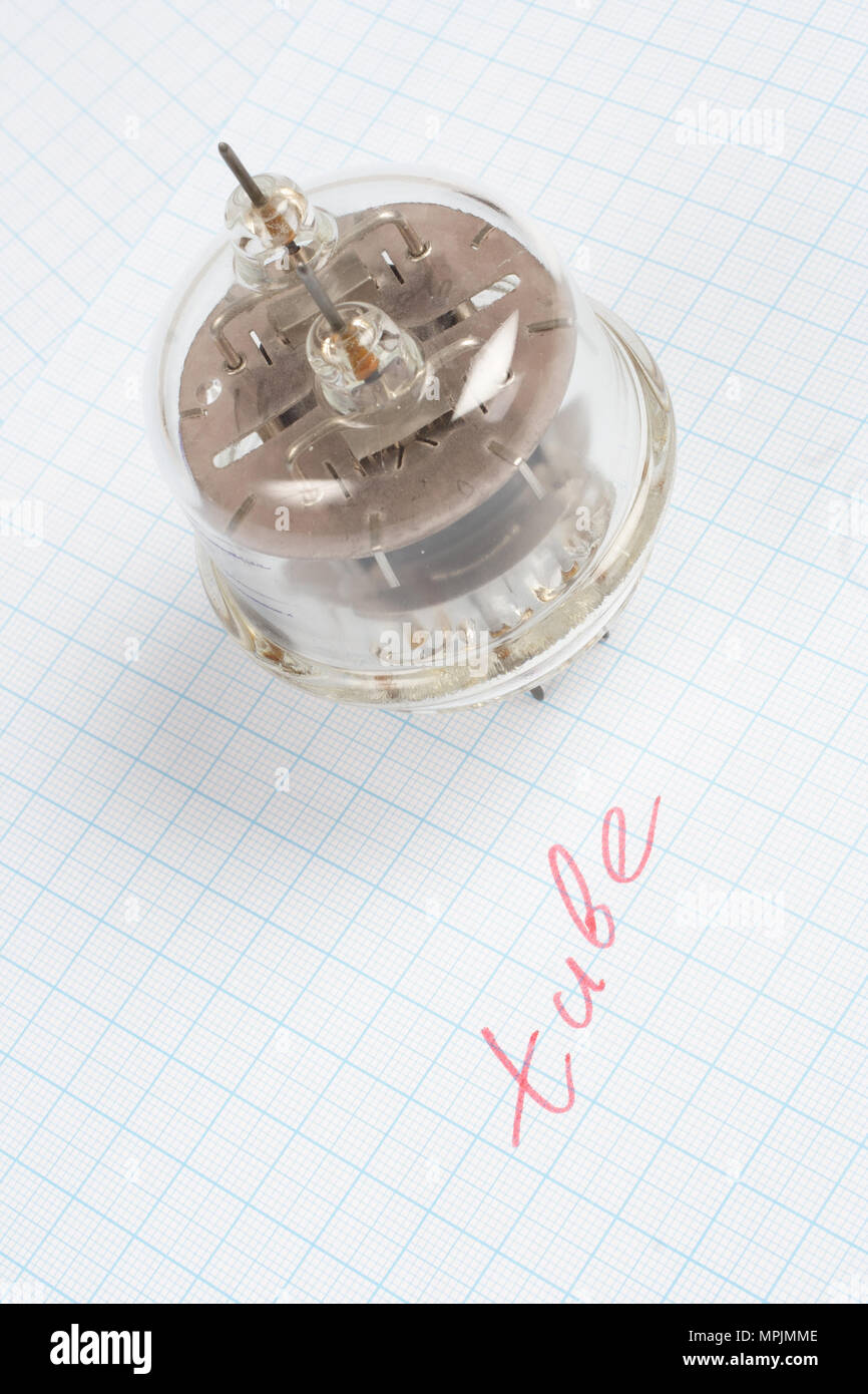 old vacuum tube (electron tube) on graph paper background Stock Photo ...