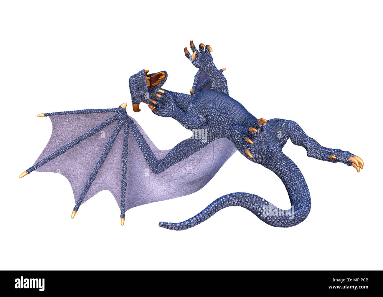 3D rendering of a blue fairy tale dragon isolated on white background ...