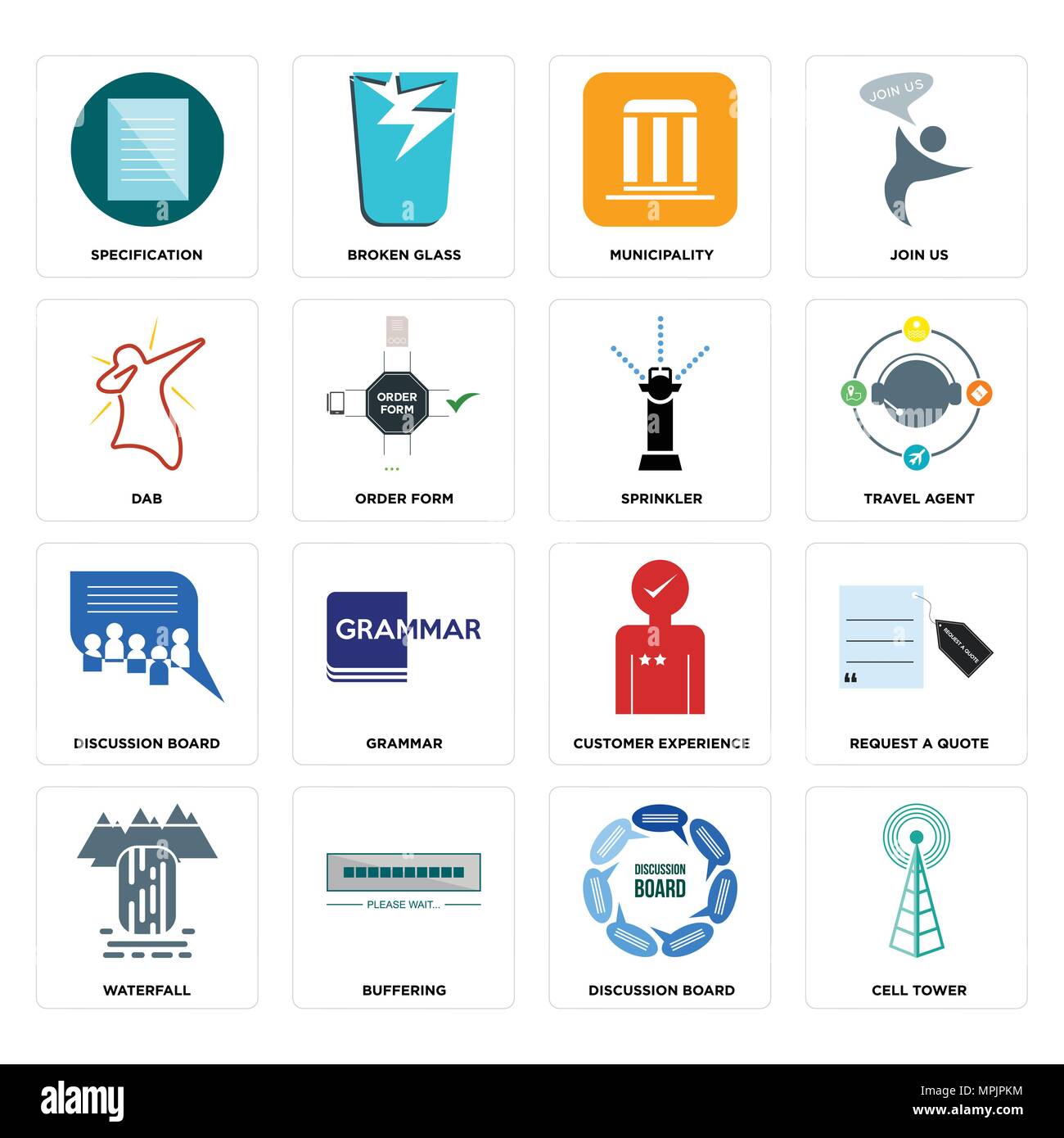 Set Of 16 Simple Editable Icons Such As Cell Tower Discussion Board