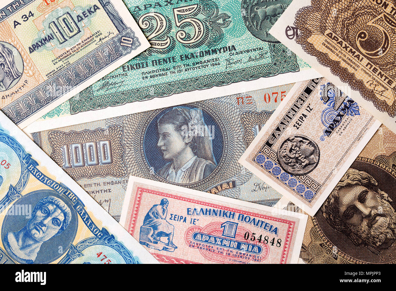 Old Greek money, a background Stock Photo - Alamy