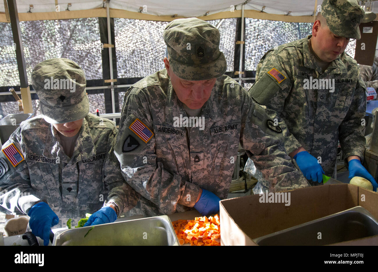 U.S. Army Reserve Soldiers from the culinary team of the 391st Military ...