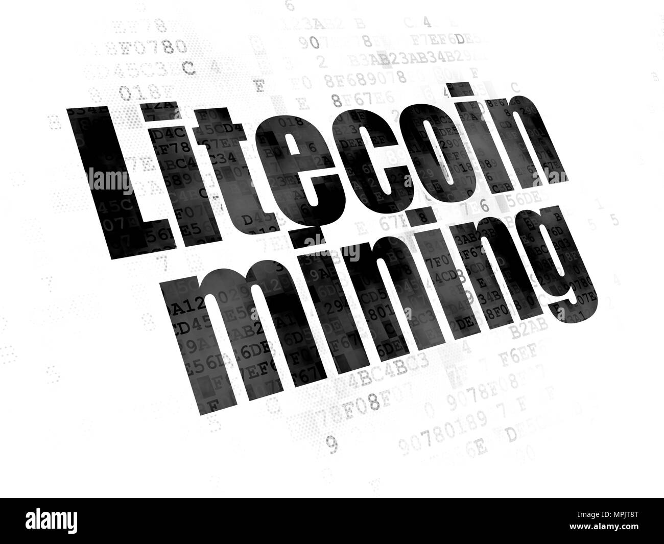 Blockchain concept: Litecoin Mining on Digital background Stock Photo ...