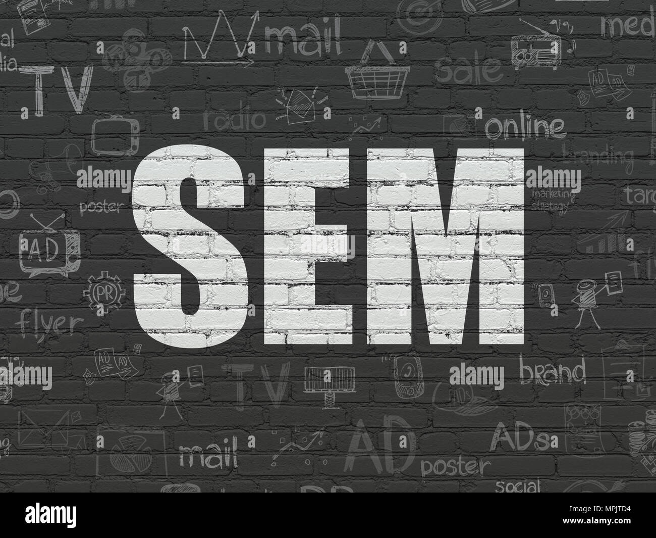 Advertising concept: SEM on wall background Stock Photo - Alamy