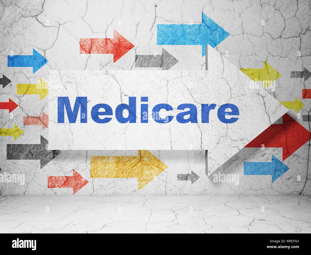 Health concept: arrow with Medicare on grunge wall background Stock ...