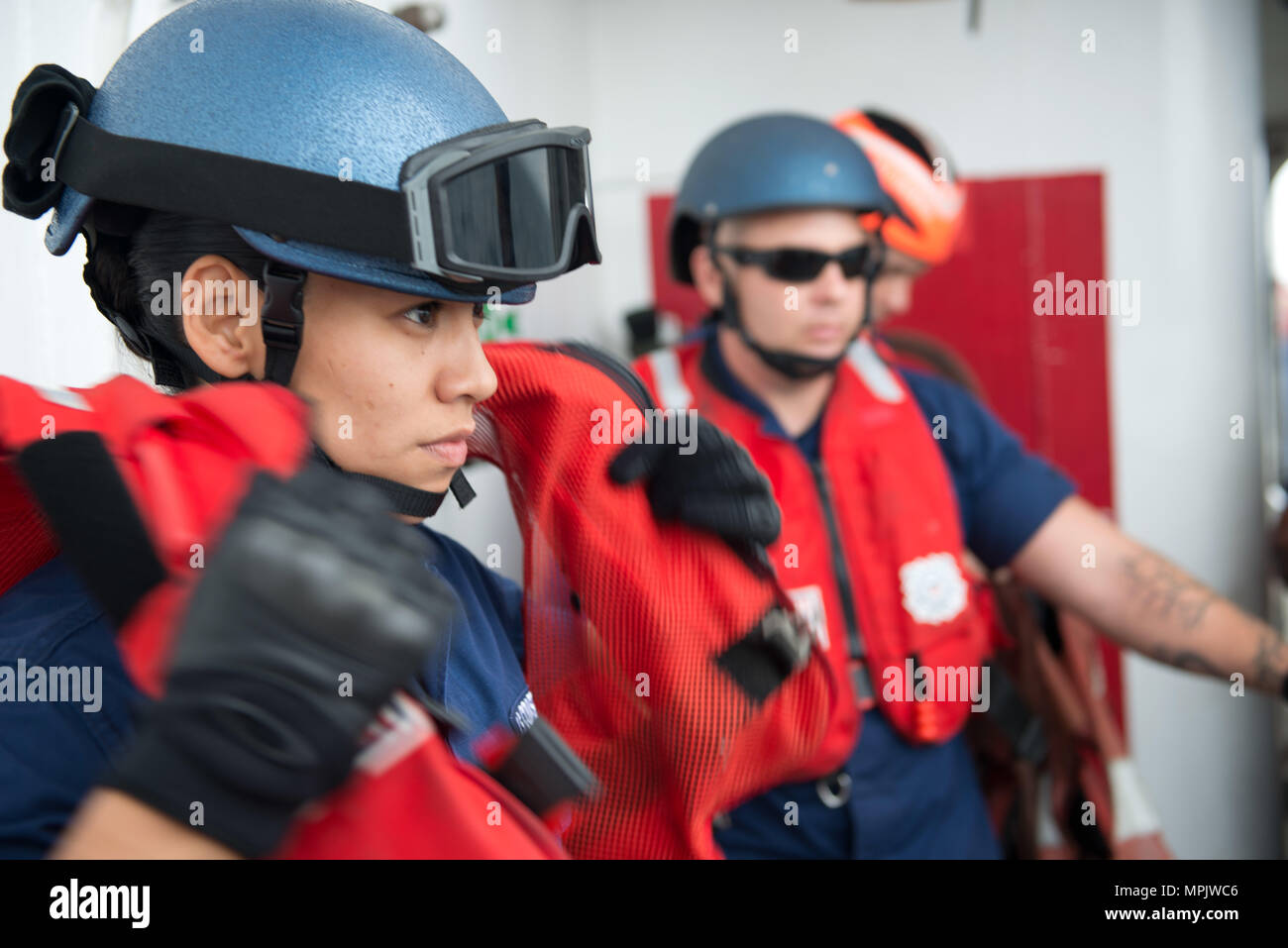 Petty Officer 3rd Class Rebecca Cantu, a maritime enforcement ...