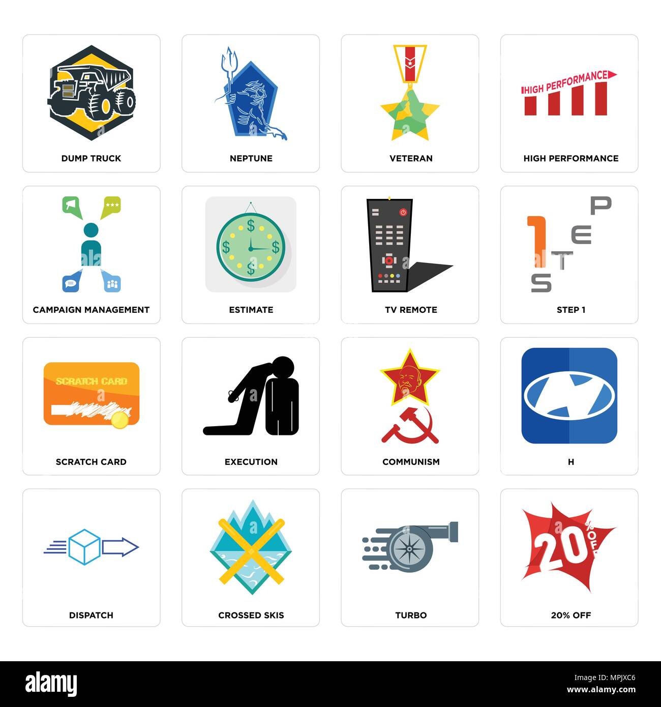 Set Of 16 simple editable icons such as 20% off, turbo, crossed skis ...