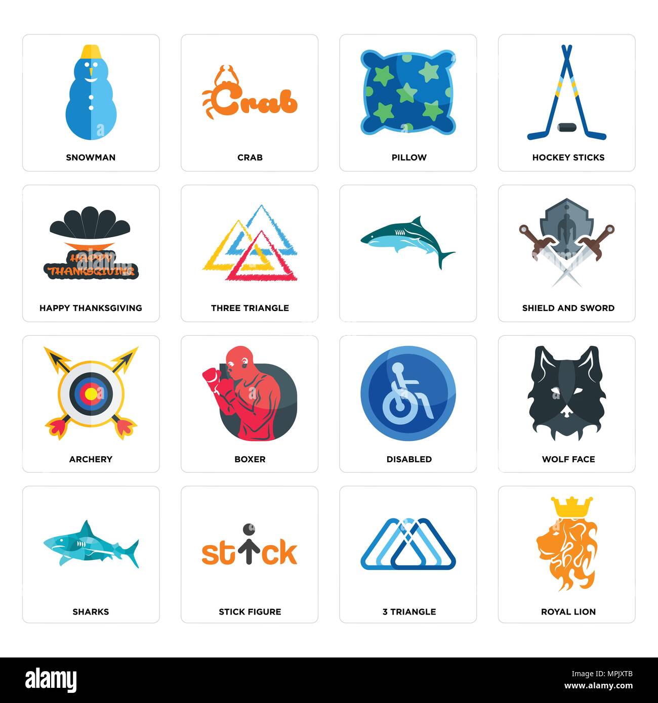 Set Of 16 simple editable icons such as royal lion, 3 triangle, stick ...