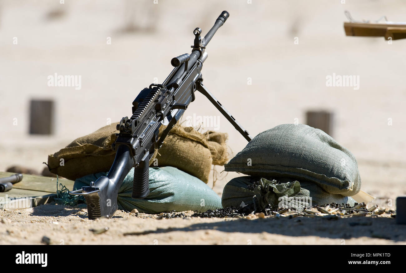 An M-249 Light Machine Gun sits on the firing line March 9, 2017, at ...