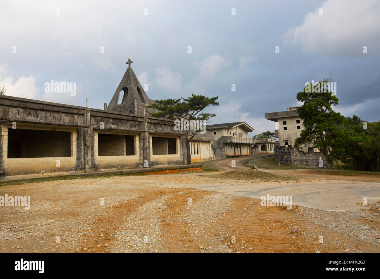 Concrete buildings line the main road of Combat Town before a chemical ...